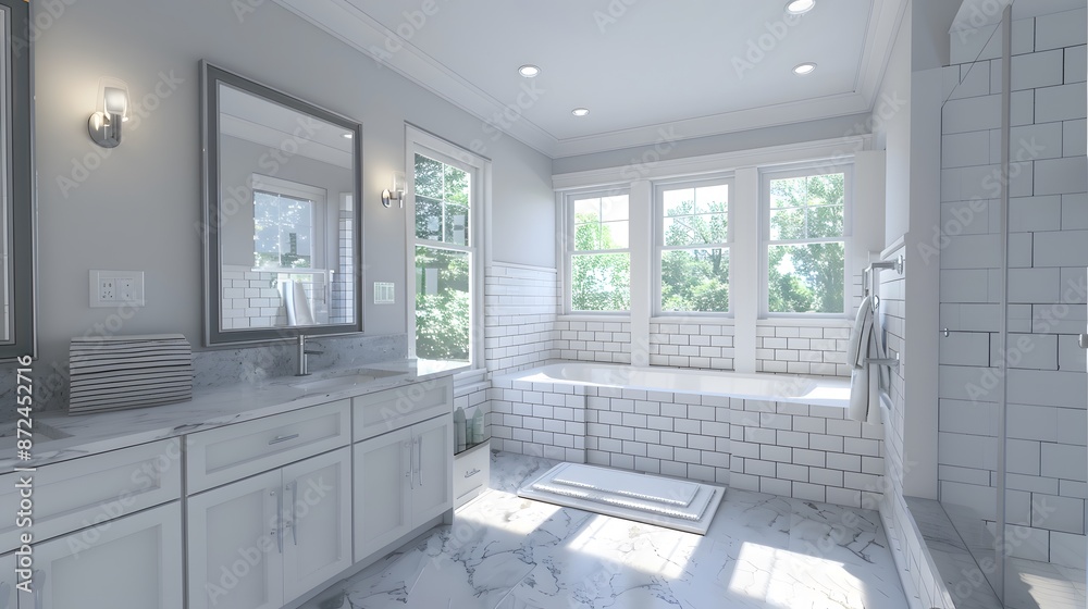 Transitional Bathroom: Description: A blend of traditional and modern ...
