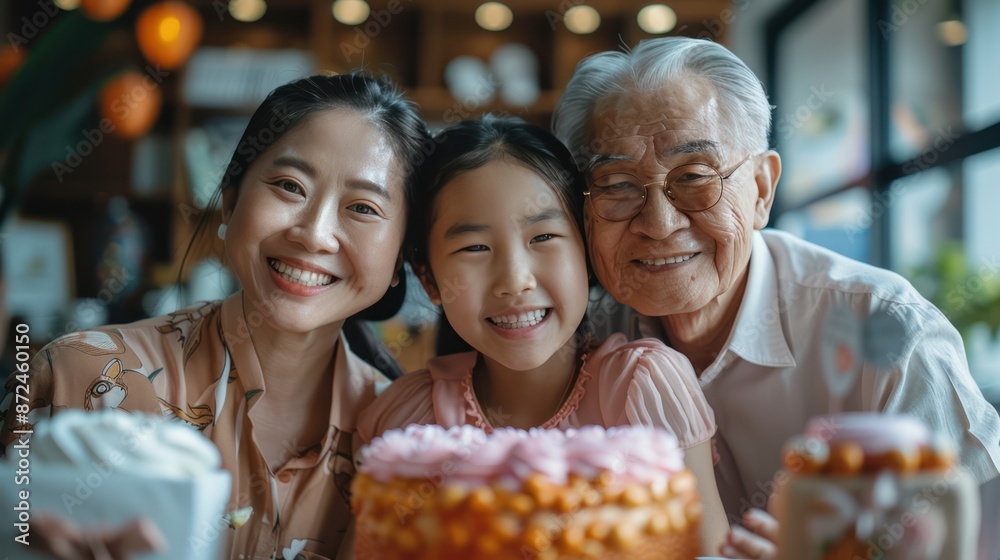 Multi-Generational Asian Family Celebrates Grandfather's Birthday with ... Multi-Generational Asian Family Celebrates Grandfather's Birthday with ...