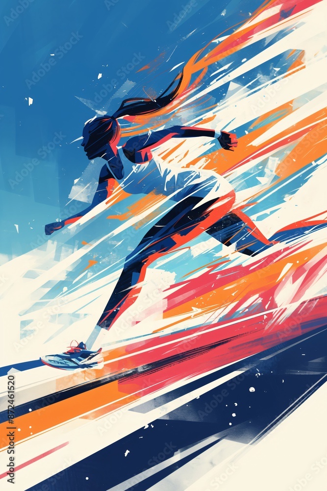 Strong athlete running fast. Female runner sprinting, exercise and ...