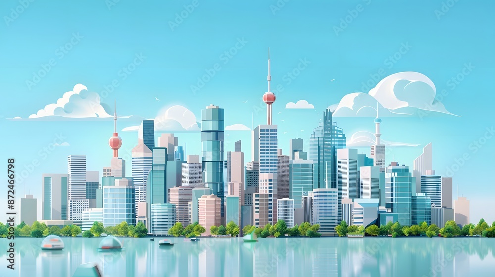 Find the perfect image of a smart city concept., clean background ...
