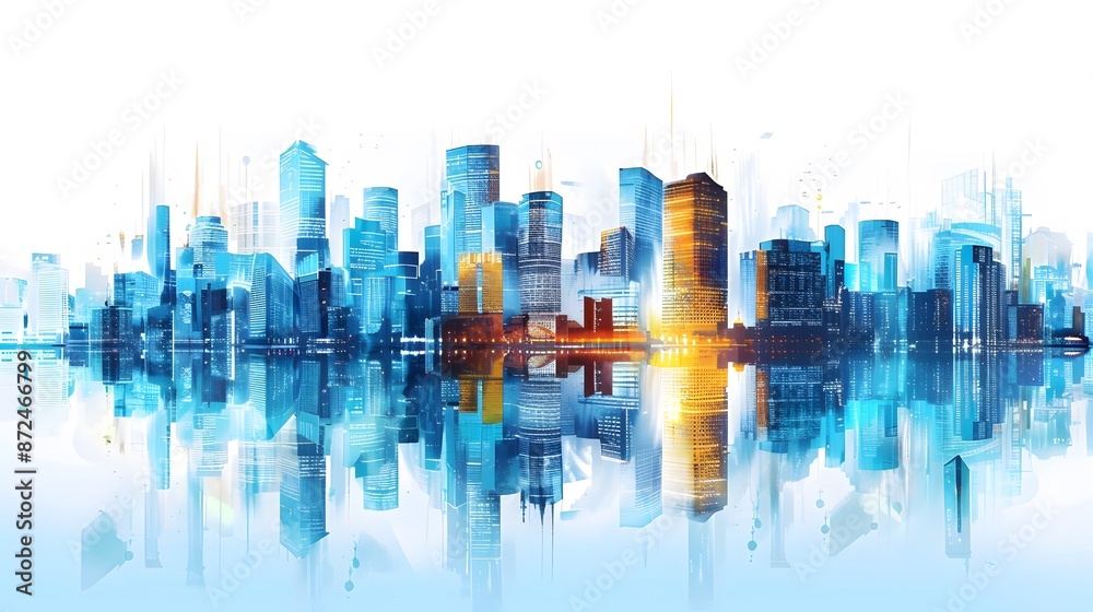 Find the perfect image of a smart city concept., clean background ...