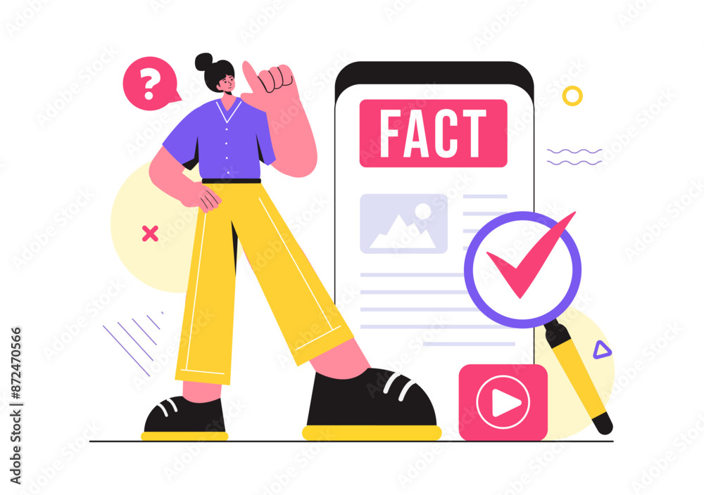 Fact or Fake Check News Vector Illustration with Myths vs Facts for ...