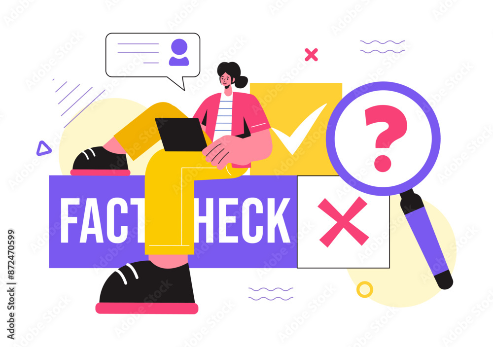 Fact or Fake Check News Vector Illustration with Myths vs Facts for ...