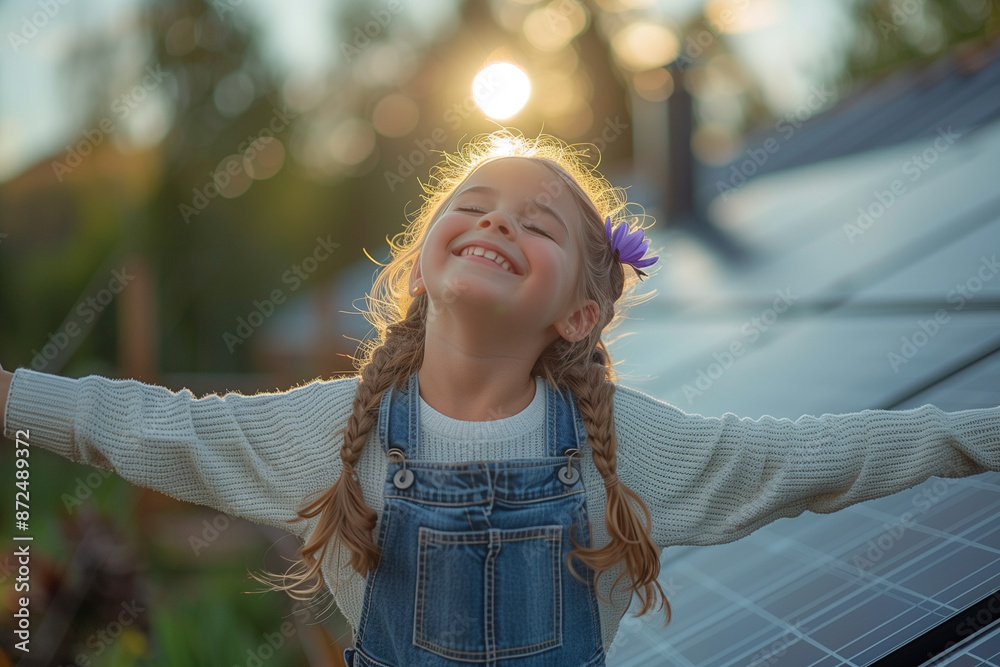 Radiant Young Girl Embracing the Sunshine with Joyful Smile In Front of ...