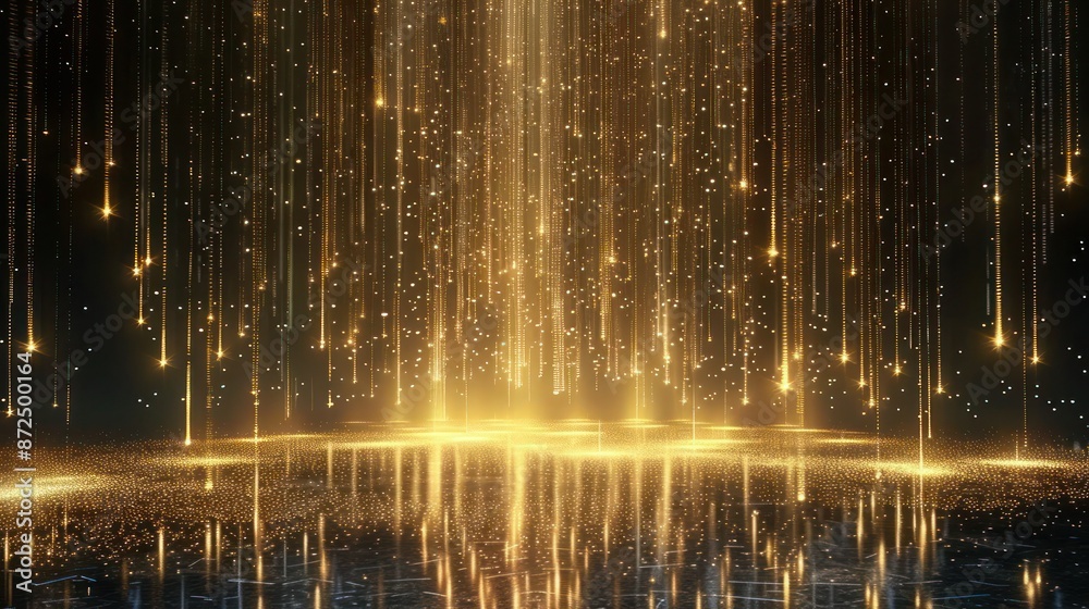 Award party stage golden stage glitter animation. stars, lights and ...
