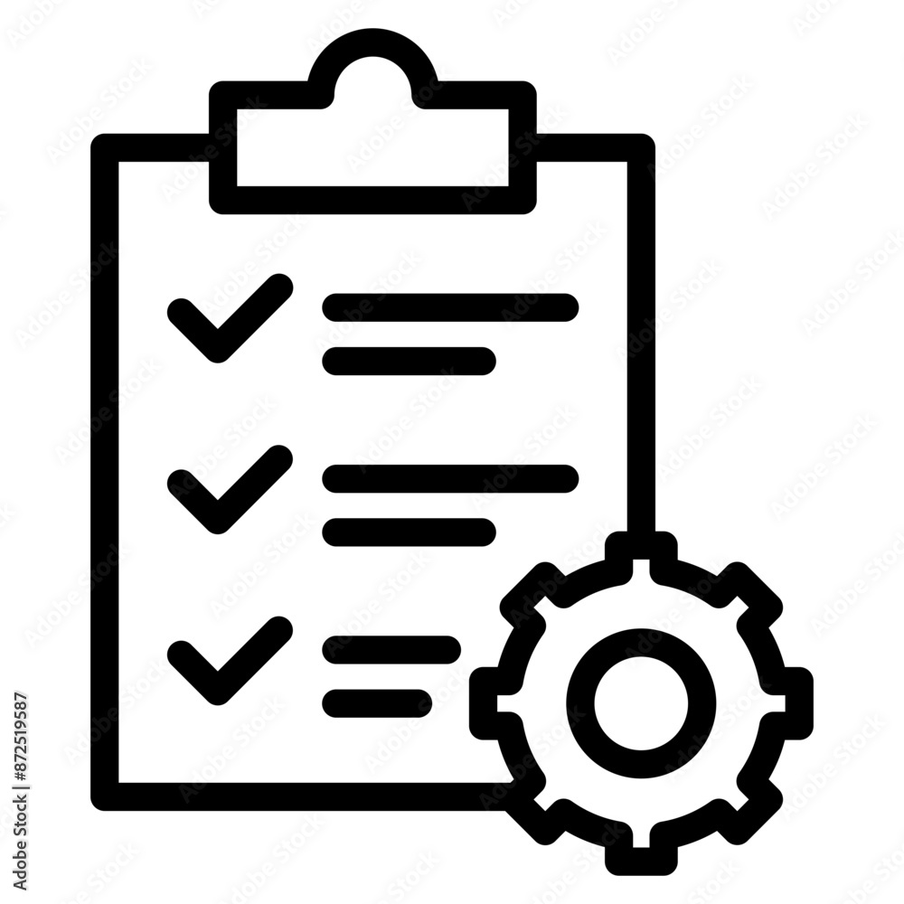 Technical check list. Clipboard add gear icon. Technical support check ...