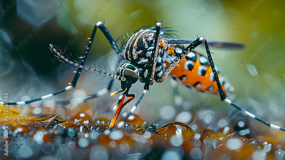Striped Mosquito Exoskeleton with Glistening Proboscis Macro ...