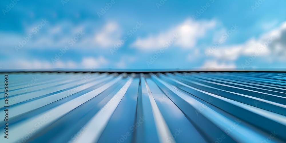 Metal rod on commercial building roof for lightning protection A close ...