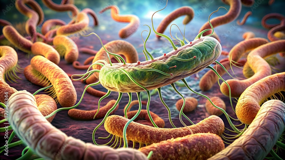 Helicobacter pylori is a gram-negative, flagellated, helical bacterium ...