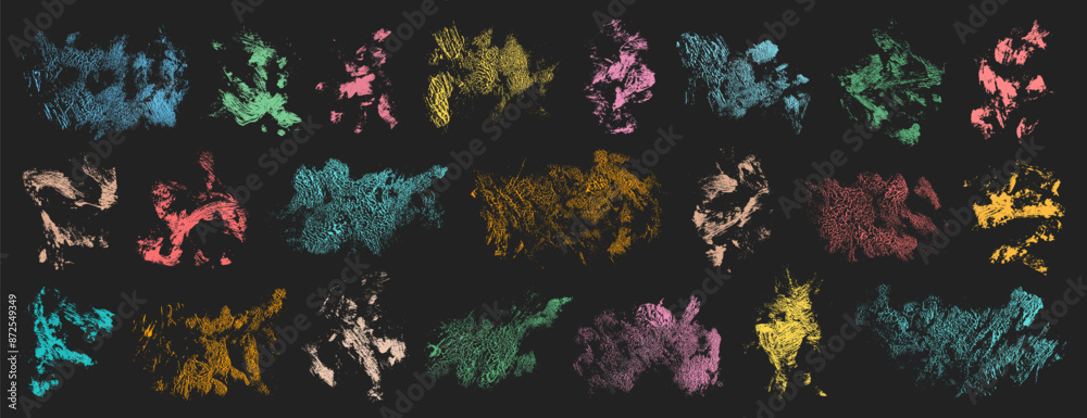 Grunge stains set. Abstract oil paint strokes collection. Plaster daubs ...