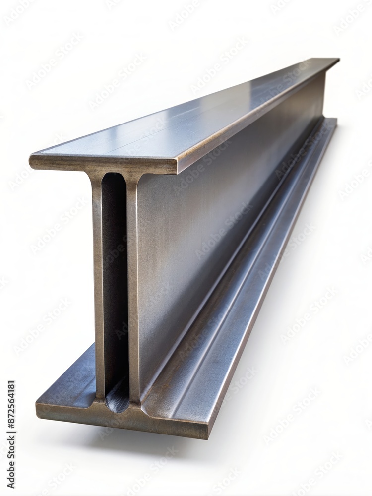 Steel I-Beam Isolated on White Background - A close-up image of a steel ...