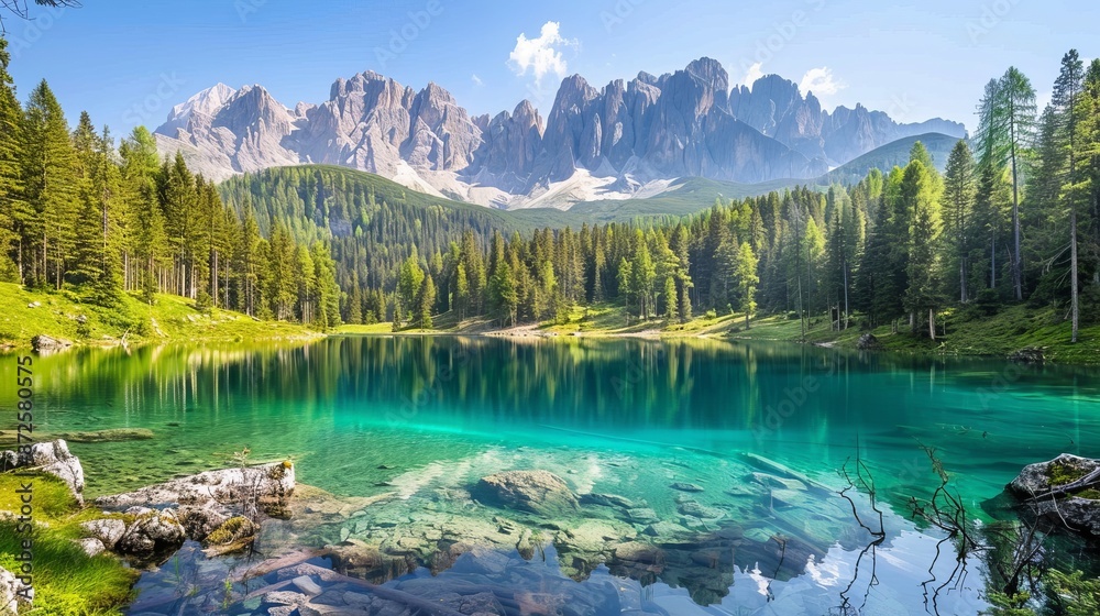 Lake Carezza (Lago di Carezza or Karersee) in the Dolomites, Italy ...