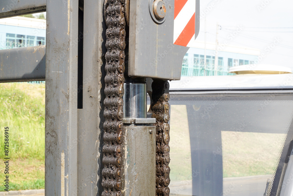 Chrome plated hydraulic cylinder and multi-row mechanical roller chain ...