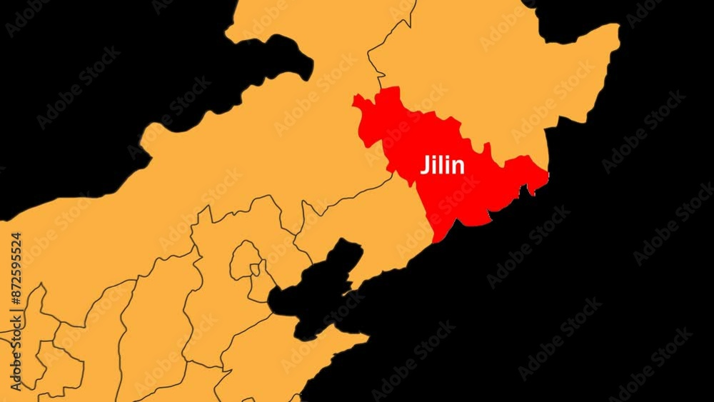 Jilin map animated video. Jilin location is highlighted on the China ...