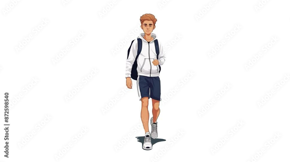 2D sprite sheet for a student cartoon character with short hair ...