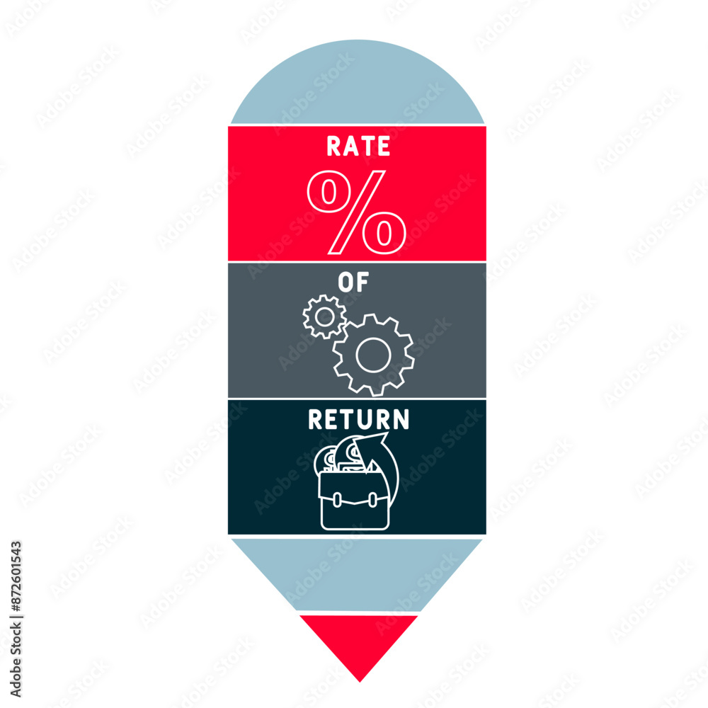 ROR Rate Of Return acronym. business concept background. vector ...