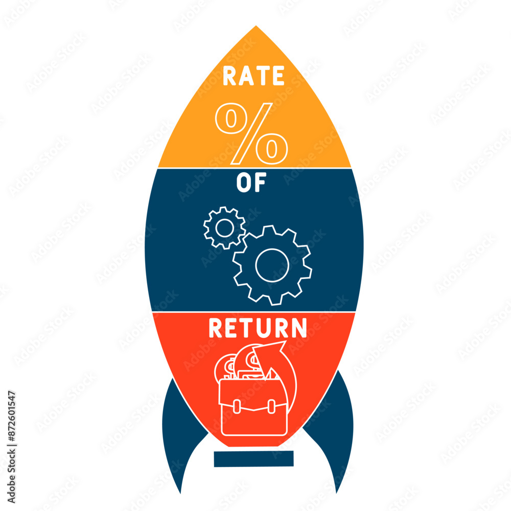 ROR Rate Of Return acronym. business concept background. vector ...