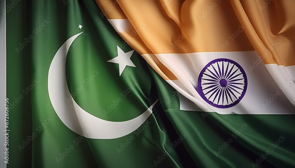 flag waving in wind, Pakistan and India flag, indian flag on the wind ...