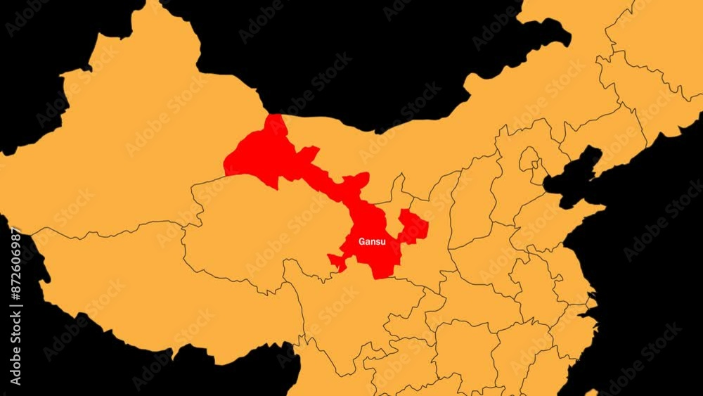 Gansu map animated video. Gansu location is highlighted on the China ...
