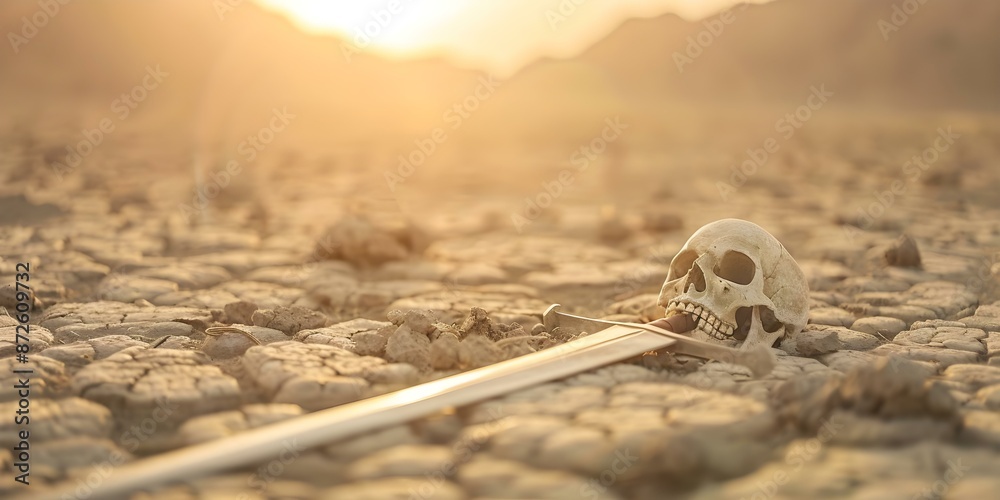Remnants of an Ancient Army Bones, Swords, and Shields in a Desert ...