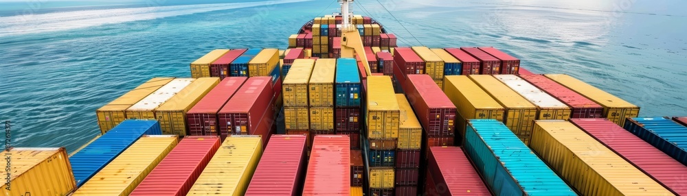 Cargo container ship loaded with colorful containers, cargo container ...