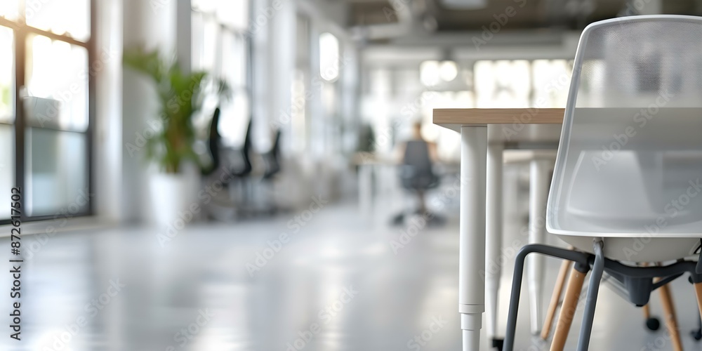 Office background with conference tables and ergonomic chairs in a ...