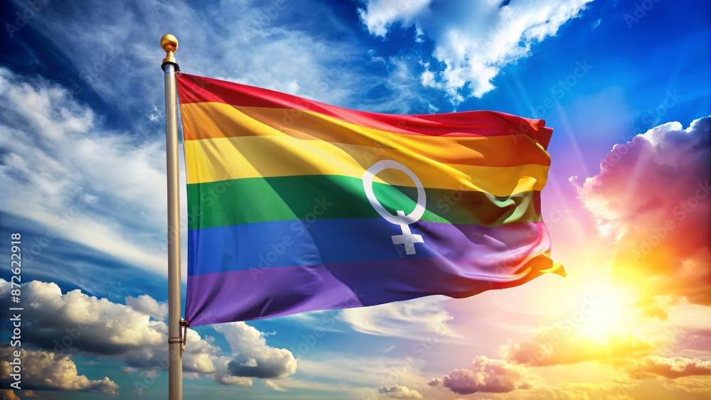 Colorful LGBTQ pride flags waving in the wind, symbolizing unity ...