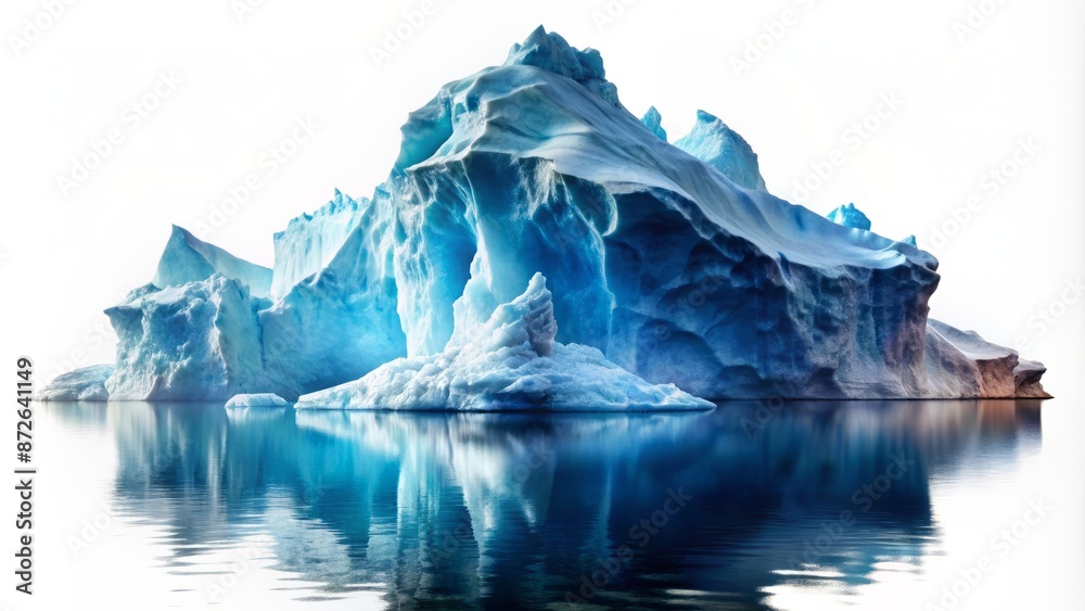 Mysterious Antarctic iceberg silhouettes in isolated white backgrounds ...