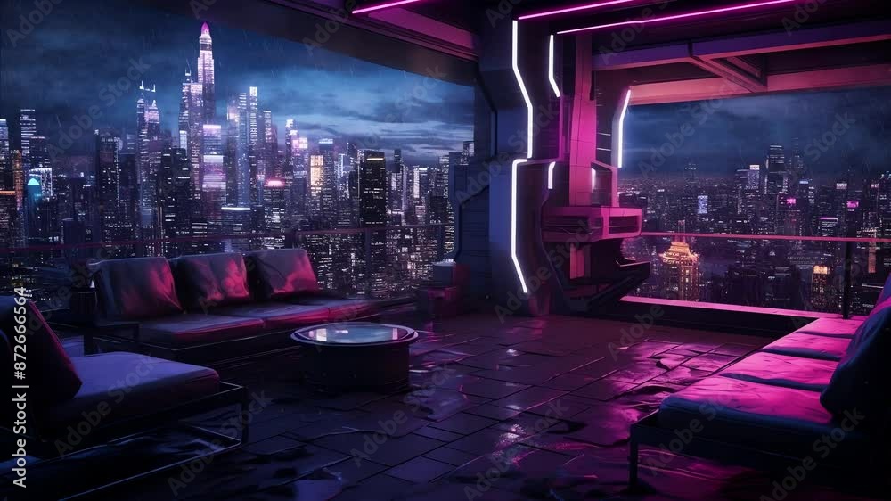 Animated Vtuber Twitch Streamer Background of a Cyberpunk Penthouse ...