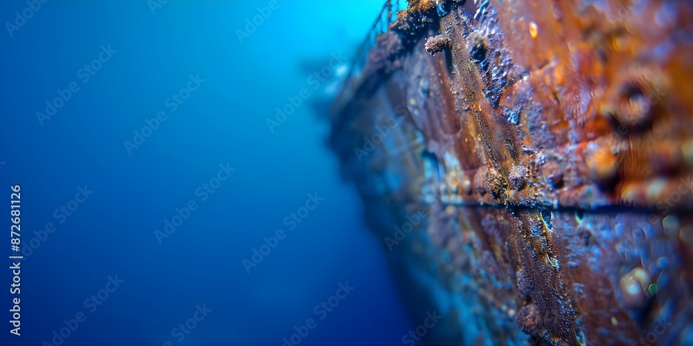 ภาพประกอบสต็อก Rust and Marine Growth on Titanic's Hull as a Time ...
