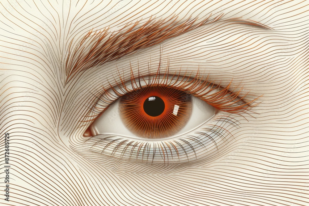 Intricate line art of a human eye capturing detail and expression ...