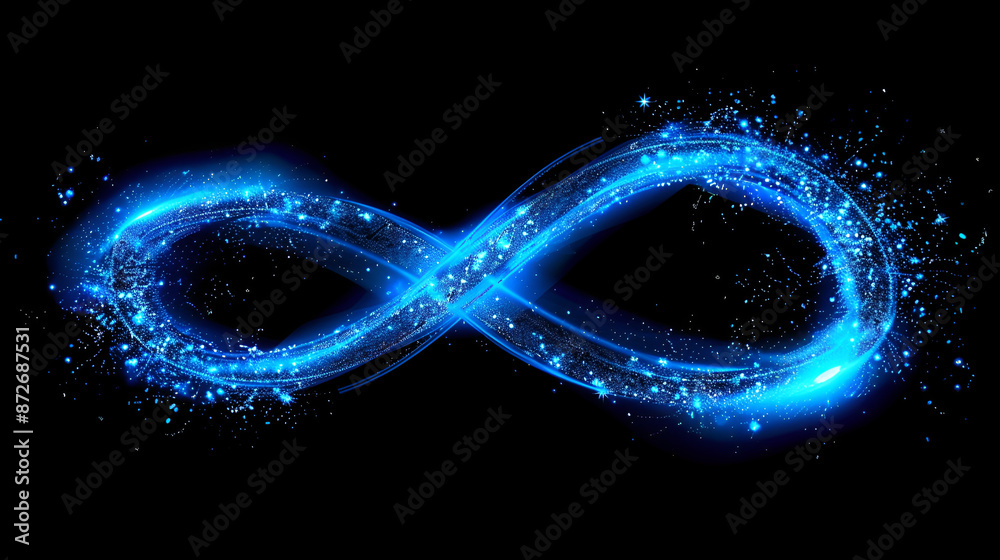 Lighting 3d infinity symbol, Beautiful glowing signs. Sparkling rings ...