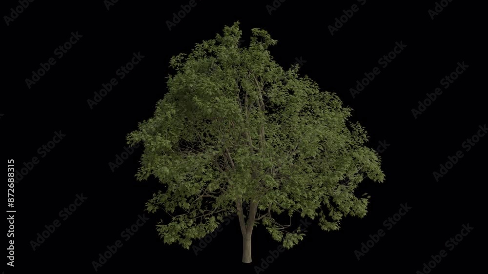 European Ash Tree blowing in the wind. Wind blows the Common Ash Tree ...