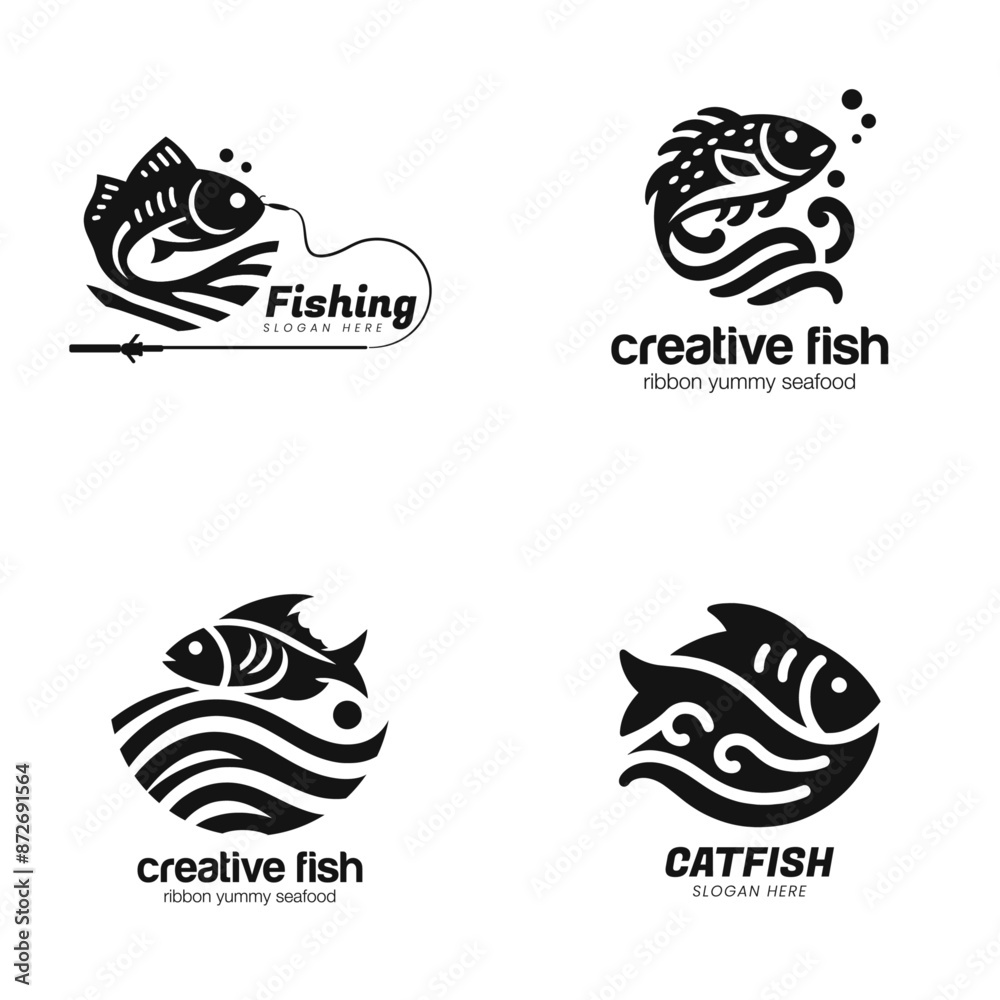 Black fish silhouette, Black & white Fish logo design, Fish logos ...