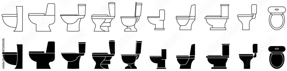 Toilet icon vector set. WC illustration sign collection. Bathroom ...