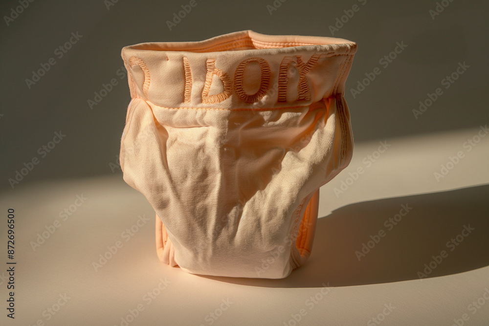 Sustainable bamboo diaper, a symbol of eco-conscious parenting, rests ...