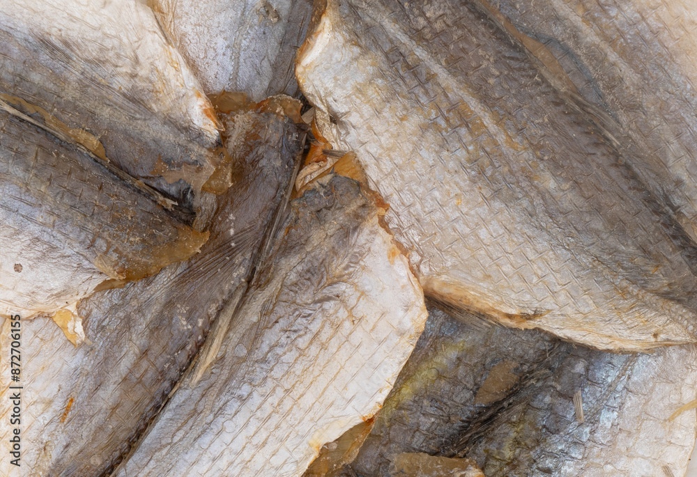 Dried fish texture background. Background of dried fish. Dried flatfish ...