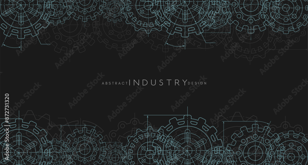 Engineering industrial background from technical drawing elements ...
