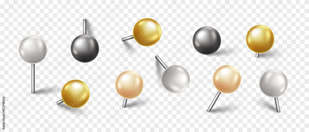 Vector 3D colorful pin with shadow isolated on transparent background ...