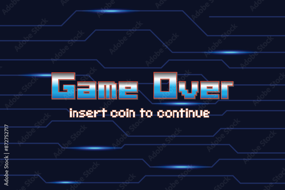 Game over fantastic computer background. pixel art .8 bit game. retro ...
