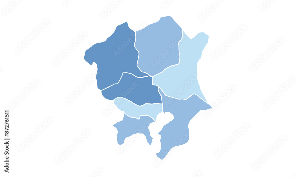 Map of Kanto isolated blue tone color style.Map of Japan.for website ...