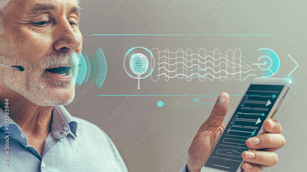 A person speaking into their phone with an AI interface showing the ...