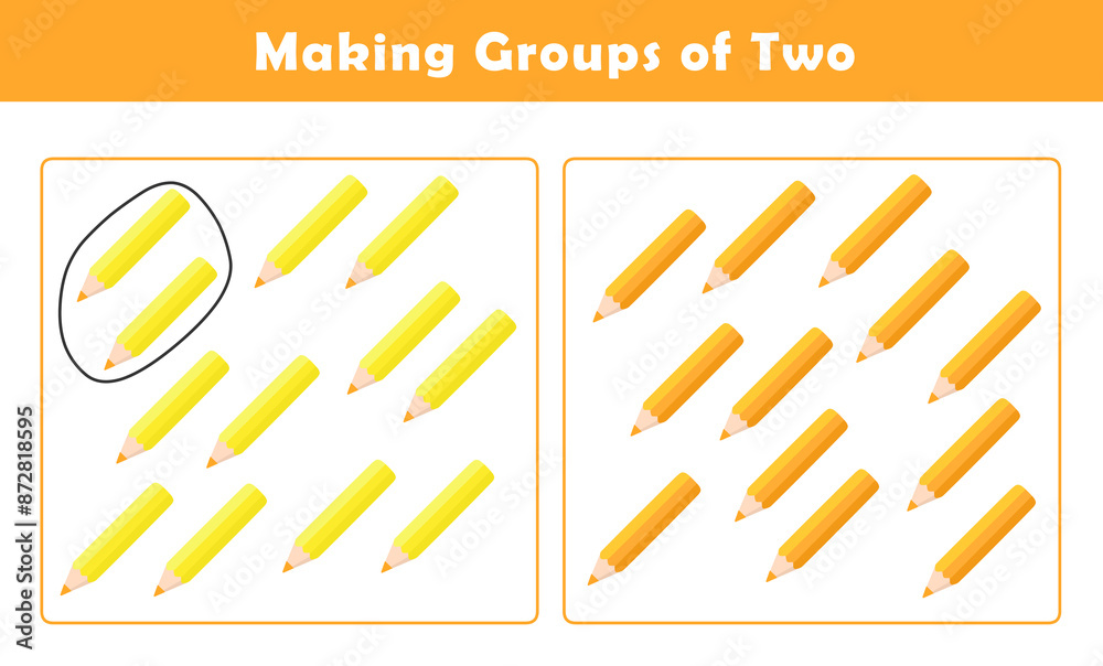 Making Groups of Two Worksheet. Grouping Picture Math Activity for Kids ...