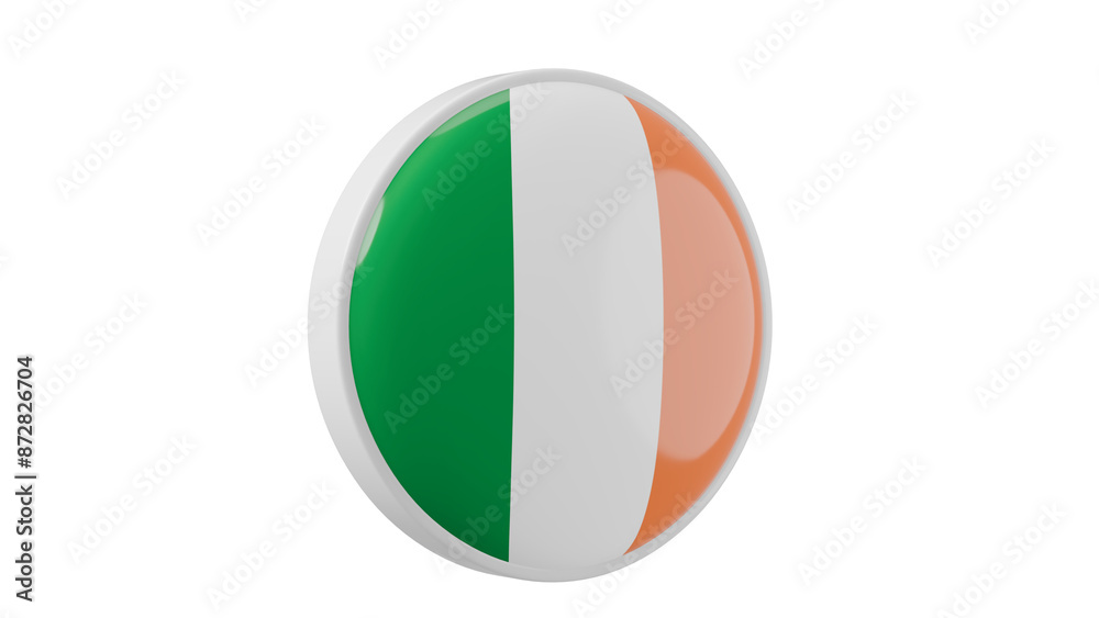 Ireland, irish Circle flag icon . Transparent backgound. 3d rendered ...