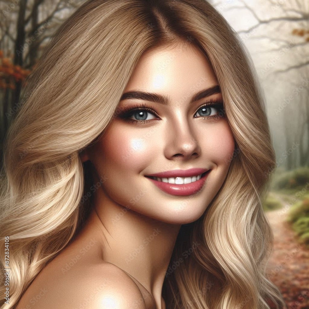 beautiful blonde woman in nature smiling pretty cute gorgeous girl ...