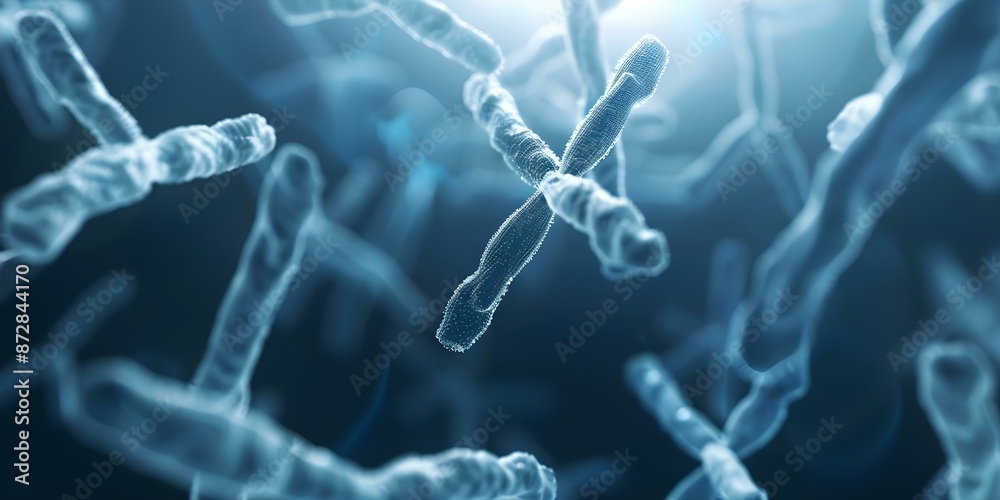 Human genome illustration showing genetic sequences on chromosomes. Concept Genome Visualization ...