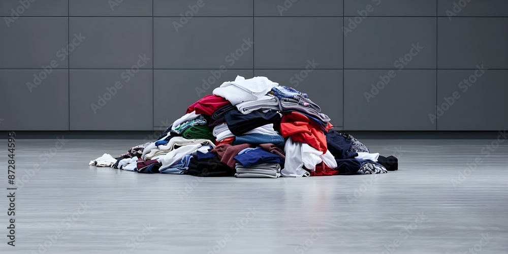 Pile of clothes symbolizing fast fashions overconsumption and waste ...