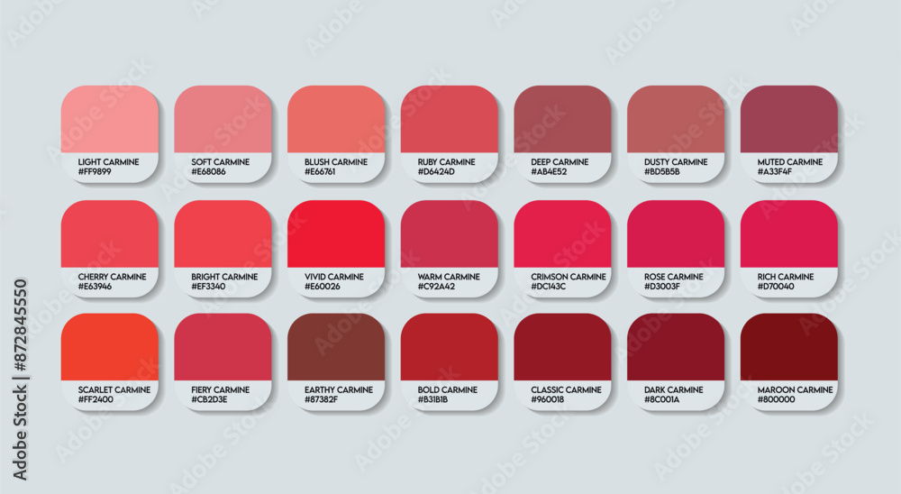 Carmine Color Palette, Carmine Color Guide Palette with Color Names ...