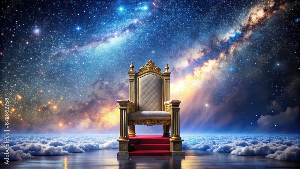 Roman-inspired throne podium in a heavenly setting with starry sky ...