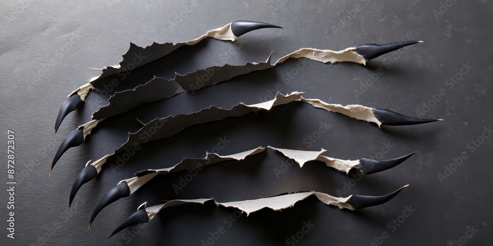 Pieces of torn black paper in animal claw shape , torn, black, paper ...